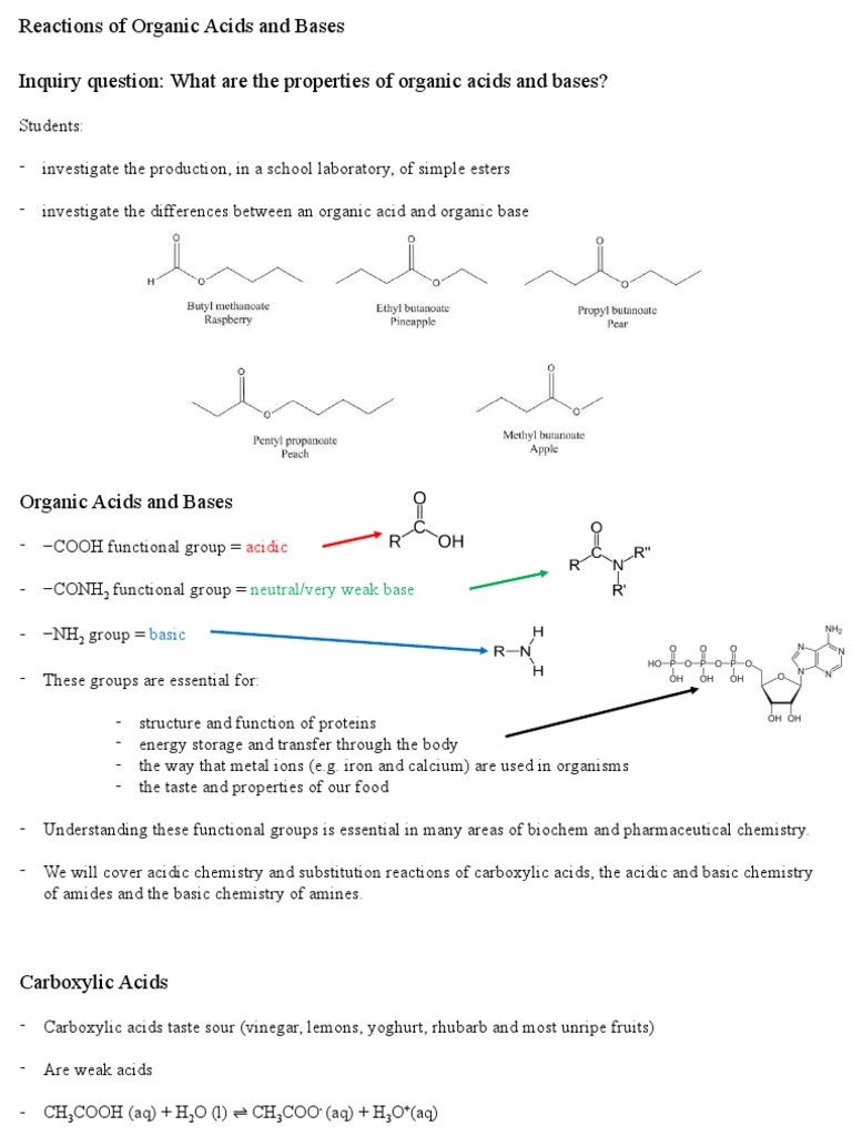 Organic Acids and Esters Chemistry Guide | PDF | Ester | Acid