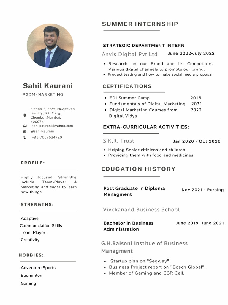 Sahil Kaurani CV | PDF