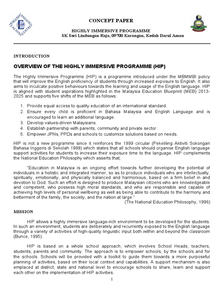 Highly Immersive Programme Overview | PDF