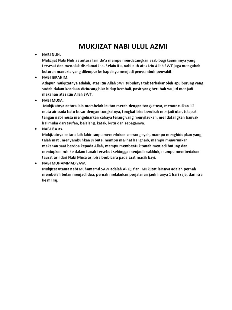 Mukjizat Nabi Ulul Azmi | PDF Mukjizat Nabi Ulul Azmi | PDF