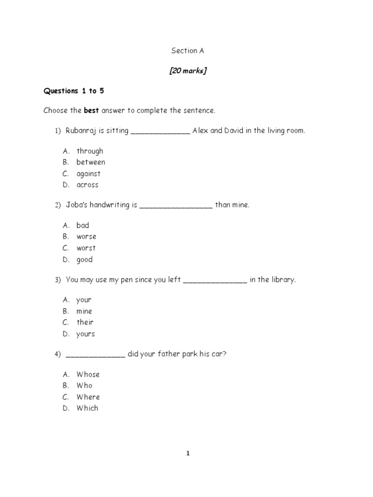 Comprehension Paper UPSR 2019 Trial | PDF | Language Arts & Discipline ...