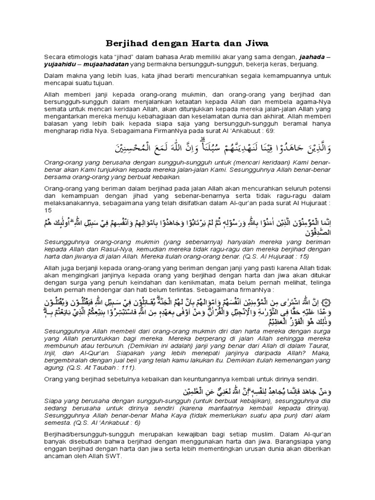 Berjihad Dengan Harta Dan Jiwa | PDF