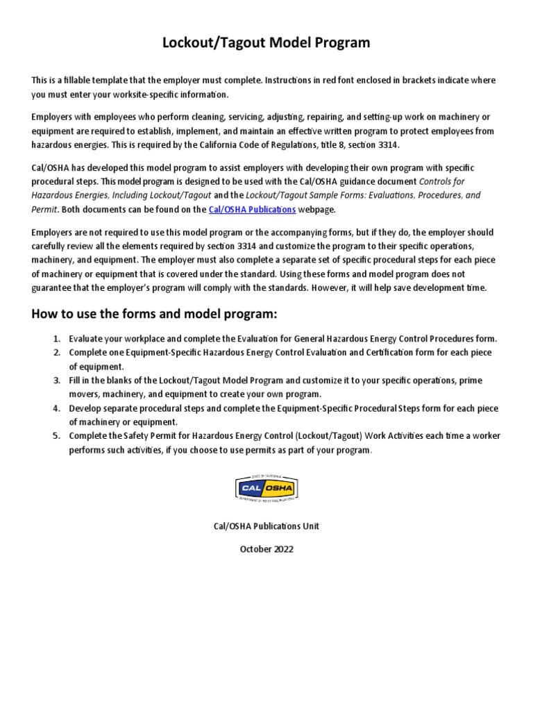 LOTO Model Program | PDF | Safety