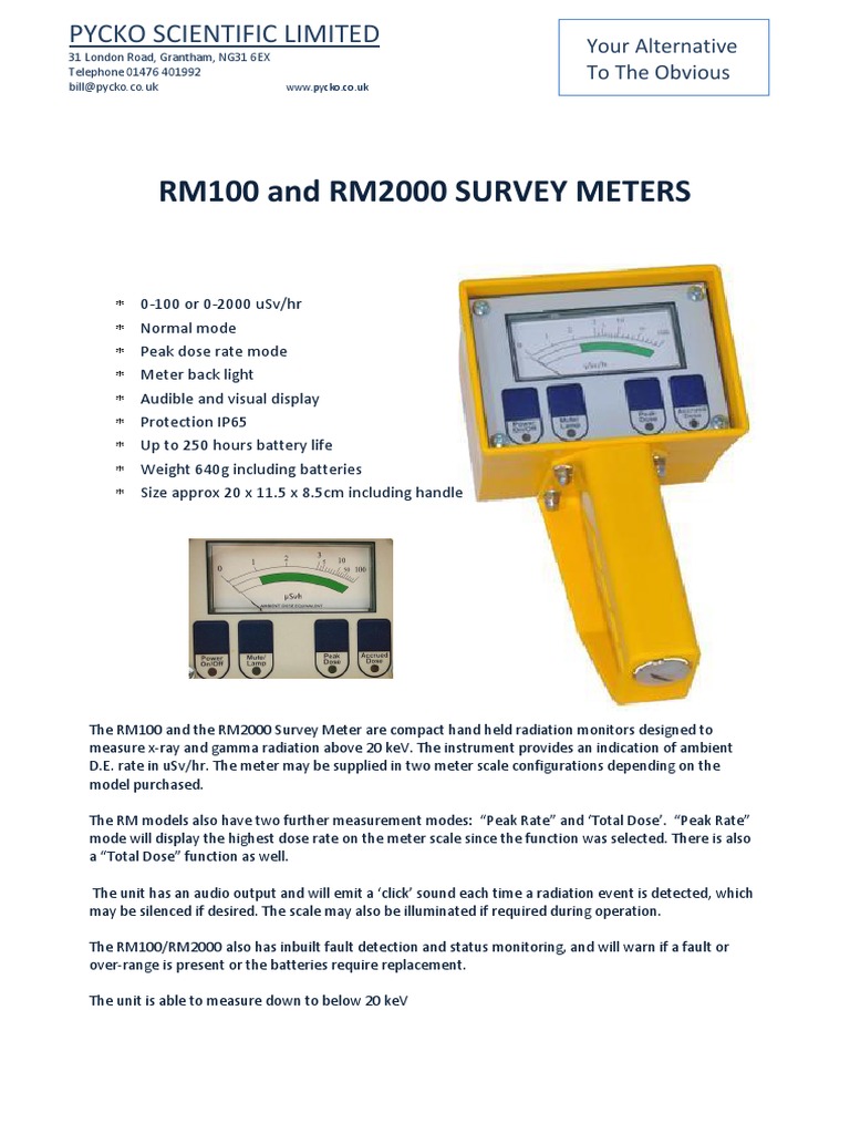 RM100 2000 ANALOGUE SURVEY METER v2 | PDF | Physical Phenomena ...