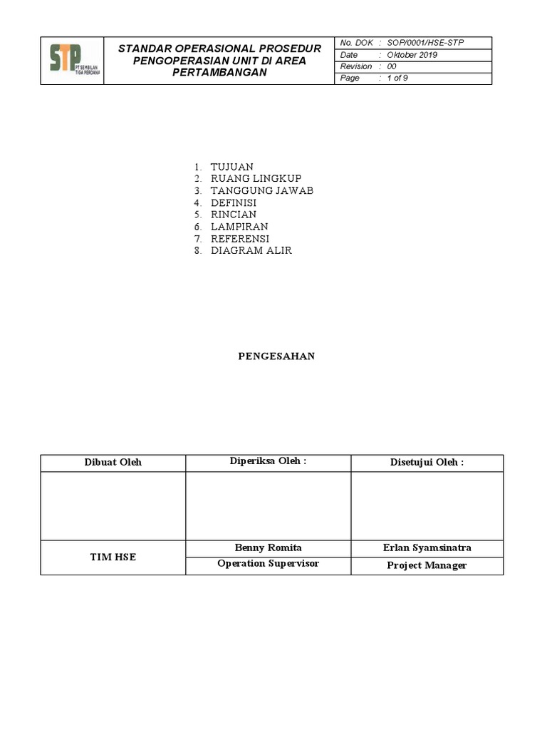 SOP-0001-STP-OPR - A0 - Pengoperasian Unit Di Area Pertambangan | PDF | Komputer | Teknologi ...