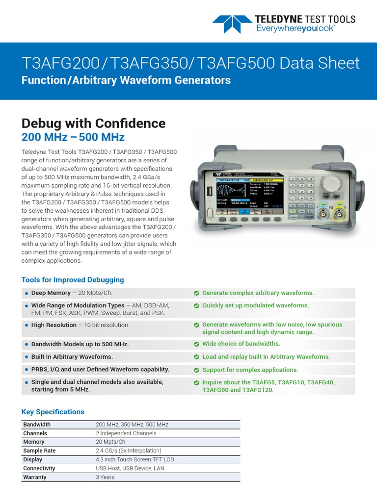 T3afg200 - 350 - 500 - Datasheet-2487558-Function Generator | PDF ...