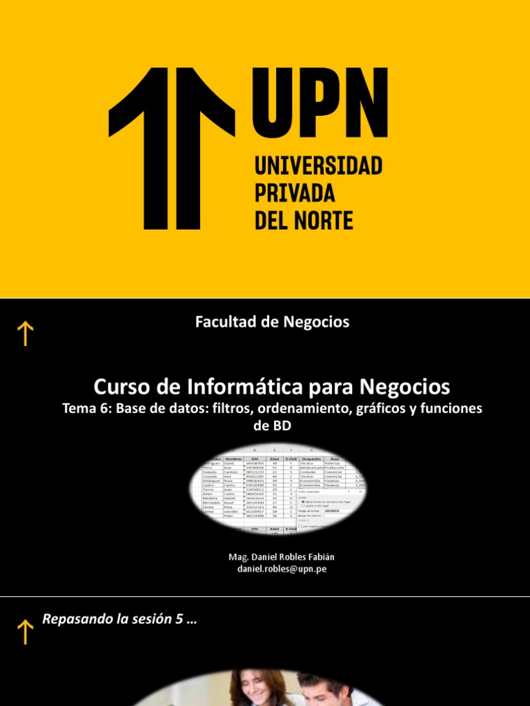 S6 - Base de Datos-Filtros-Ordenar - Gráficos - Funciones de BD | PDF | Bases de datos | Gestión ...