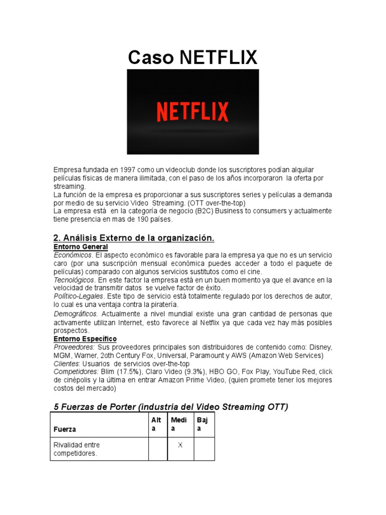 Caso NETFLIX | PDF | Netflix | Streaming Media