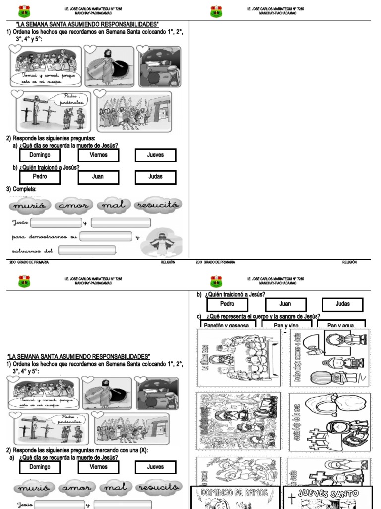 Ficha Reli-Semana Santa | PDF | Jesús