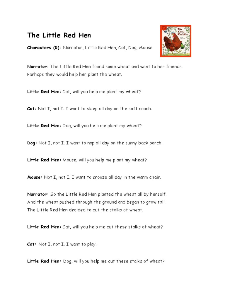 The Little Red Hen - Readers Theater | Download Free PDF | Cakes | Flour