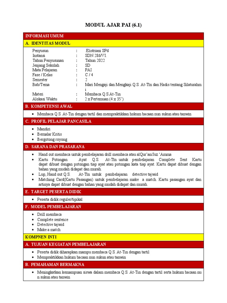 modul ajar kelas iv | PDF
