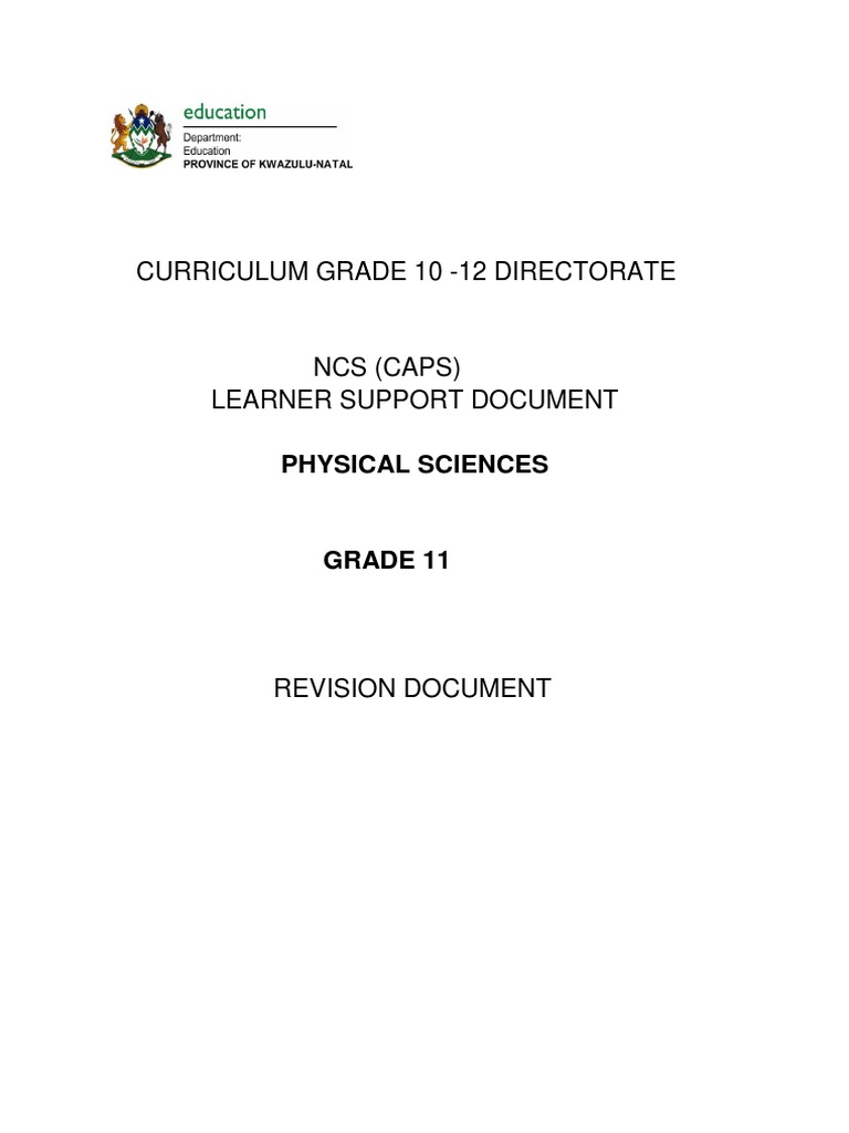 Supporting Grade 11 Physical Sciences Learners: A Guide to Key Topics ...
