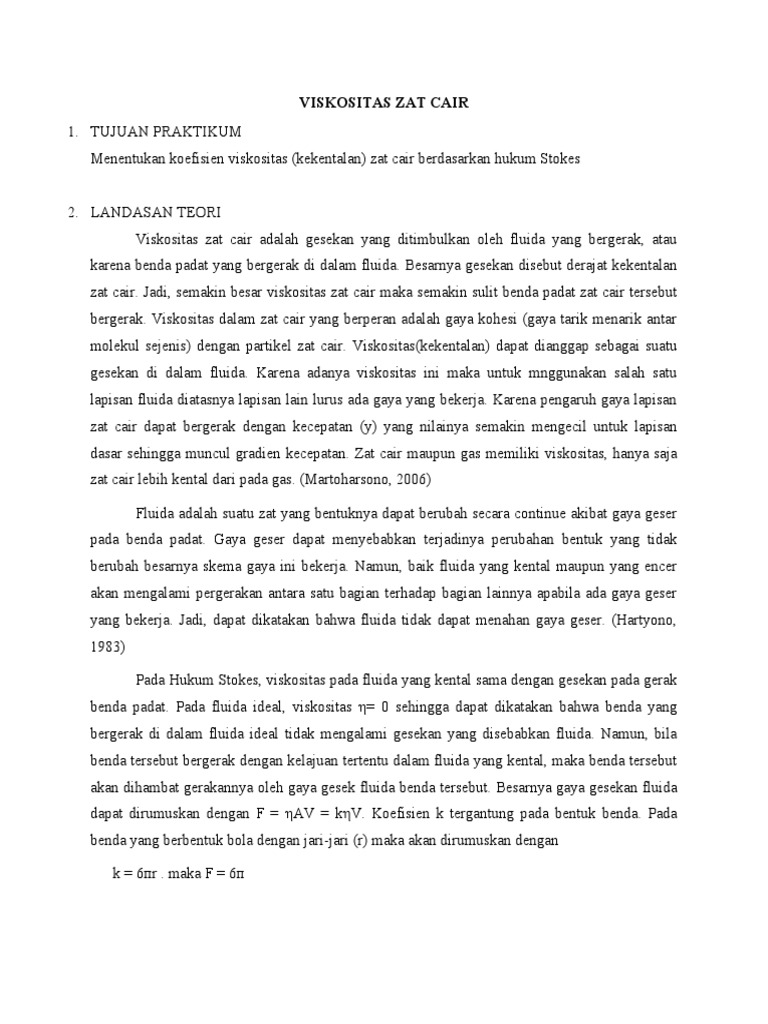 Praktikum Viskositas Zat Cair | PDF