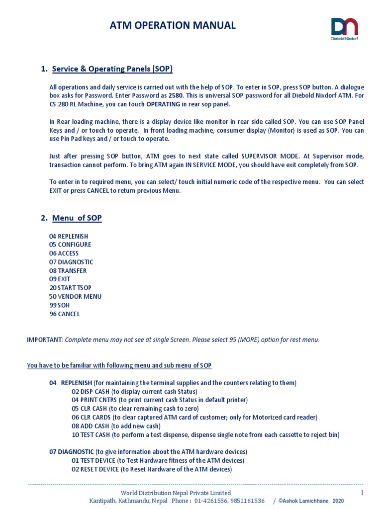 ATM Operator Manual After Installation | PDF | Automated Teller Machine | Printer (Computing)