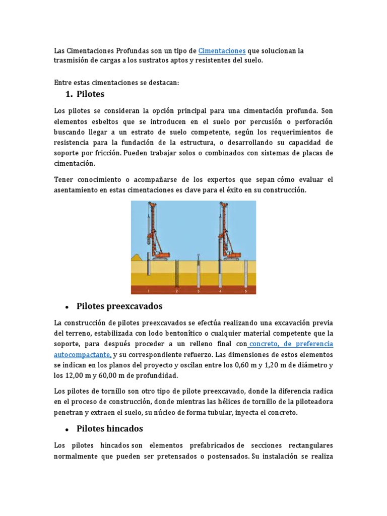 Cimentaciones Profundas | PDF | Fundación (Ingeniería) | Elementos arquitectónicos