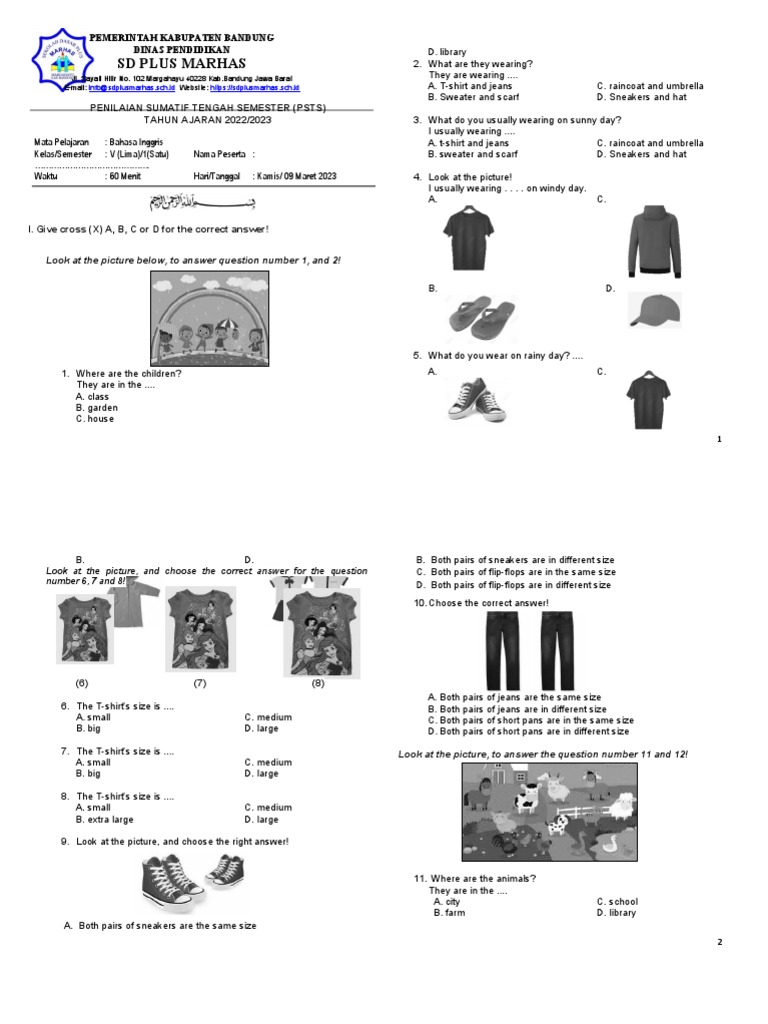 Soal PSTS B. Inggris (Ganjil) - Kls 5 TA 22.23 | PDF | Sheep | Domesticated Animals