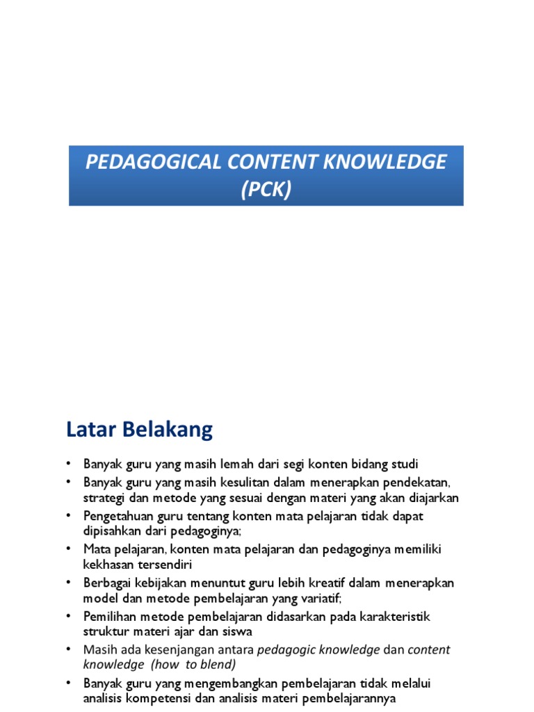 Pedagogical Content Knowledge | PDF