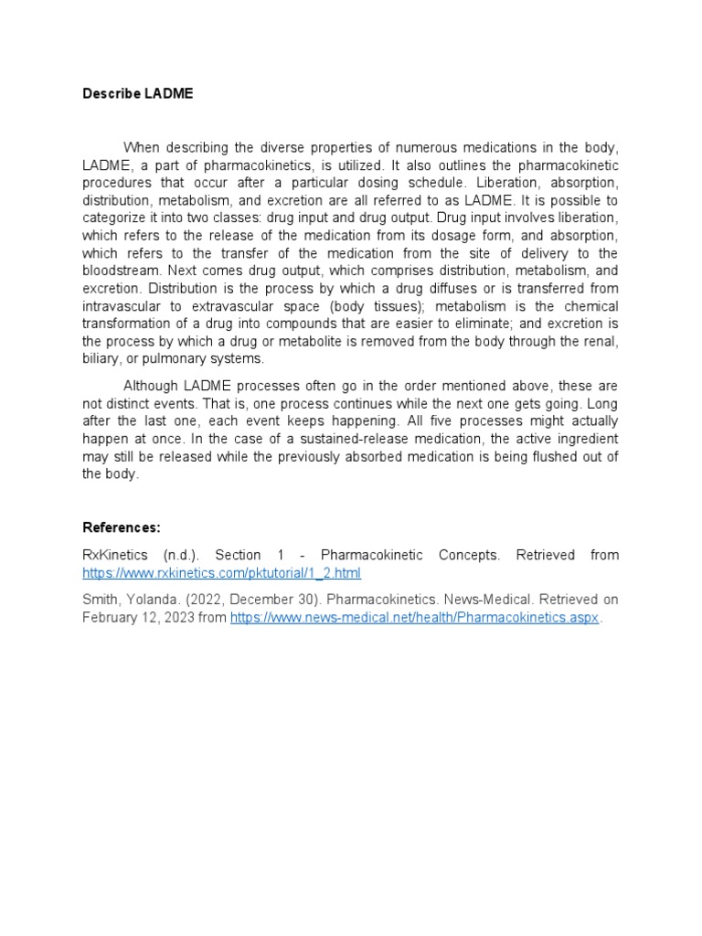 Understanding LADME in Pharmacokinetics | PDF | Self-Improvement | Wellness
