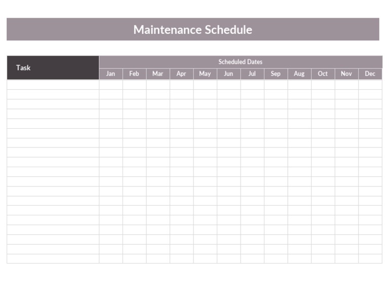 Basic Maintenance Schedule Template-Letter | PDF