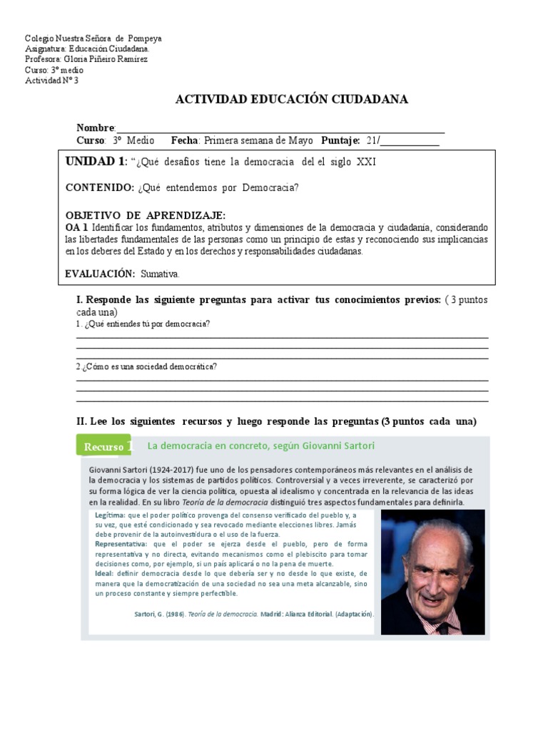 3 Medio Guia 3 Educación Ciudadana Pdf Democracia Ideologías