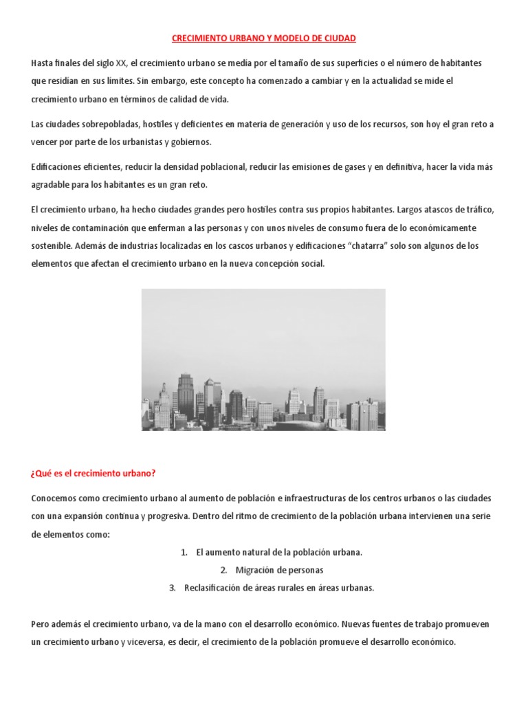 Crecimiento Urbano y Modelo de Ciudad | PDF | Crecimiento económico | Comercio