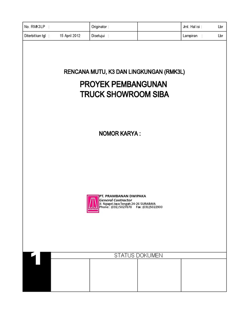 Rencana Mutu Proyek Showroom Siba | PDF | Teknologi & Rekayasa