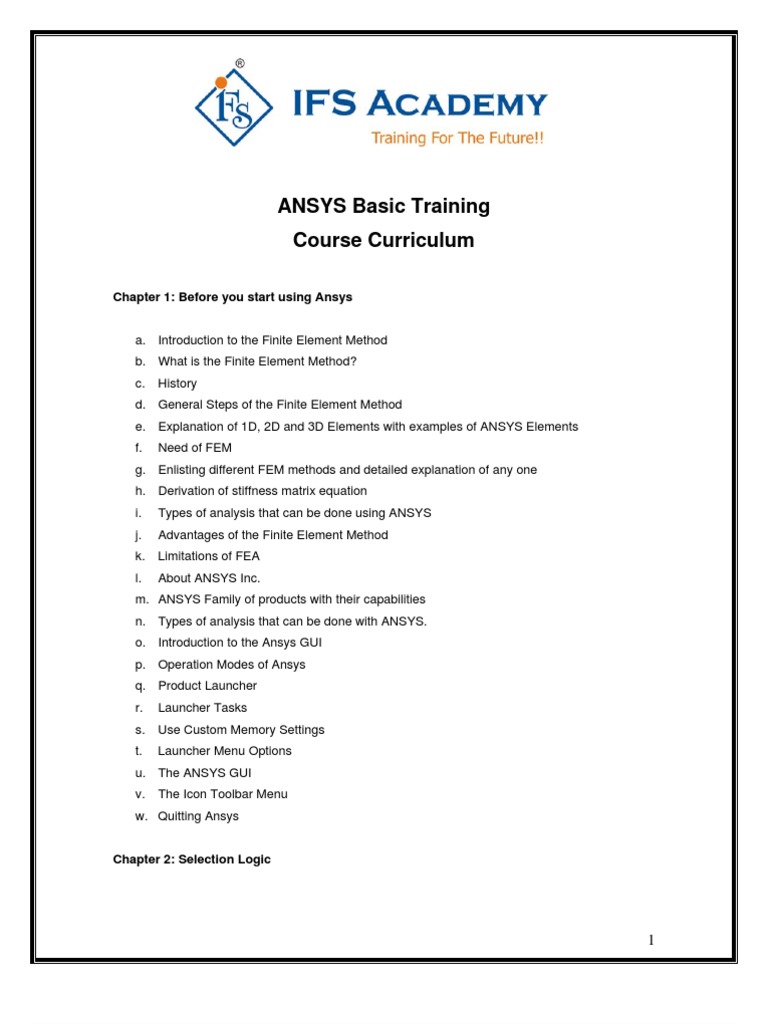 Ansys Basic Training Course Curriculum | PDF | Finite Element Method ...