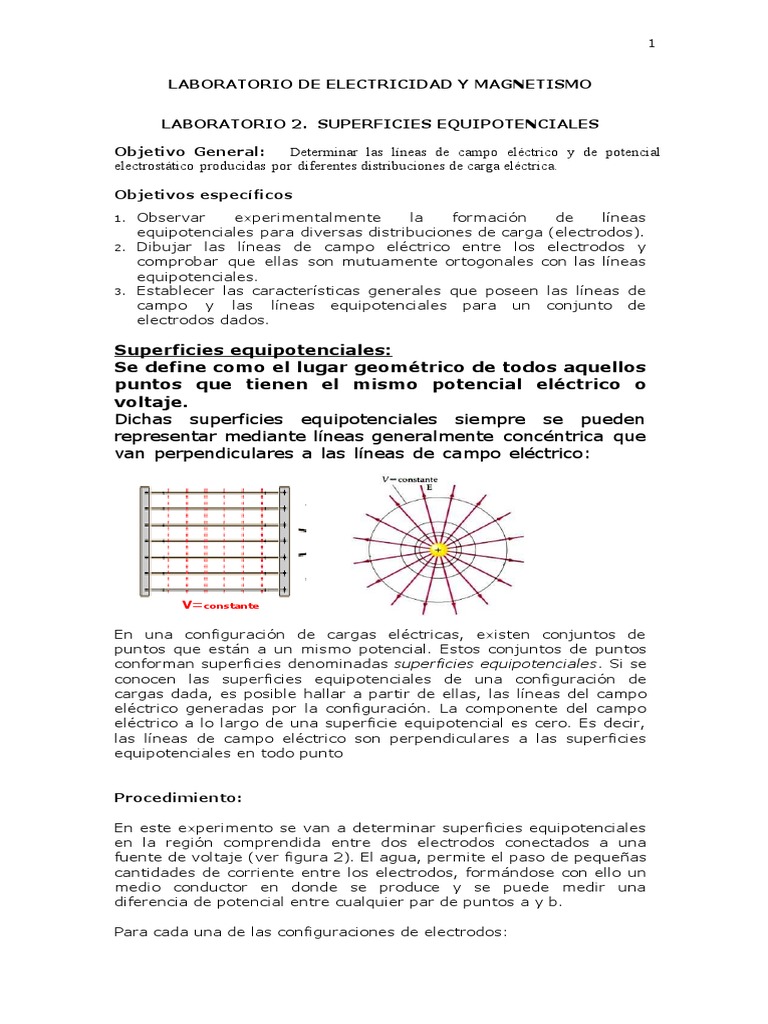 Laboratorio 2. Superficies Equipotenciales | PDF | Electricidad | Campo eléctrico