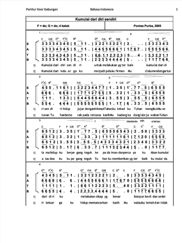 Partitur Koor Natal Bahasa Batak | PDF
