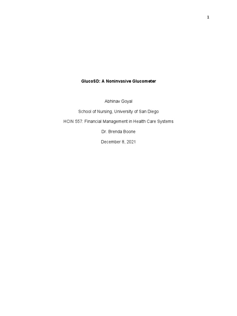 Hcin 557 Business Plan | PDF | Diabetes | Startup Company