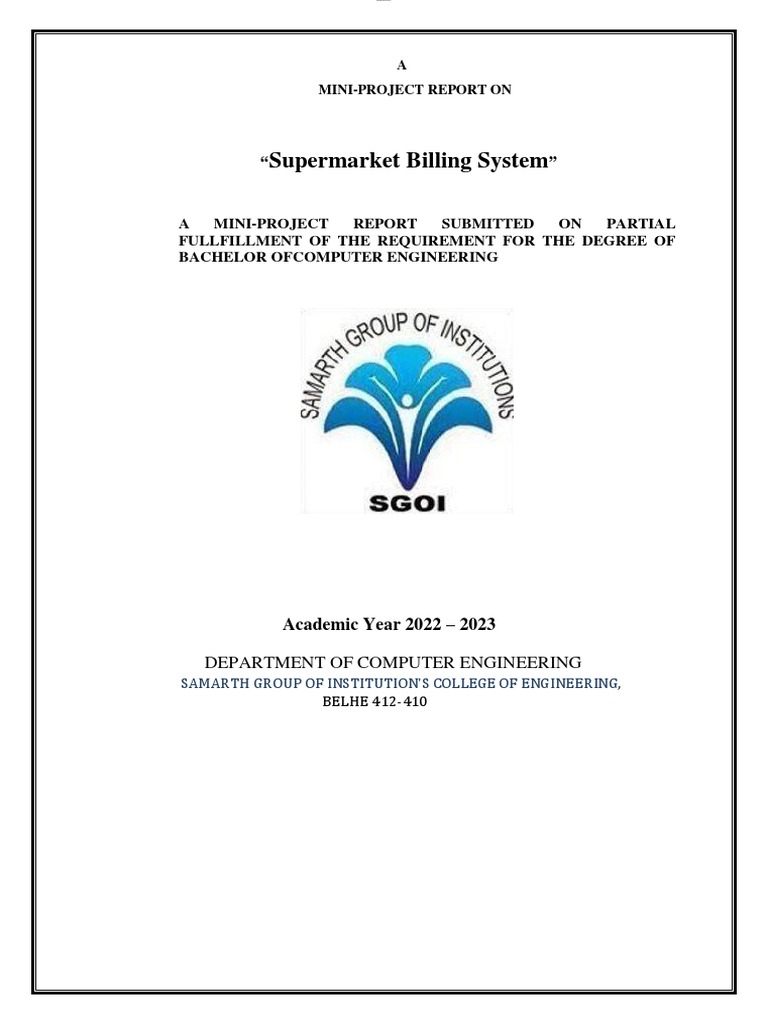 Supermarket Billing System in C++ | PDF