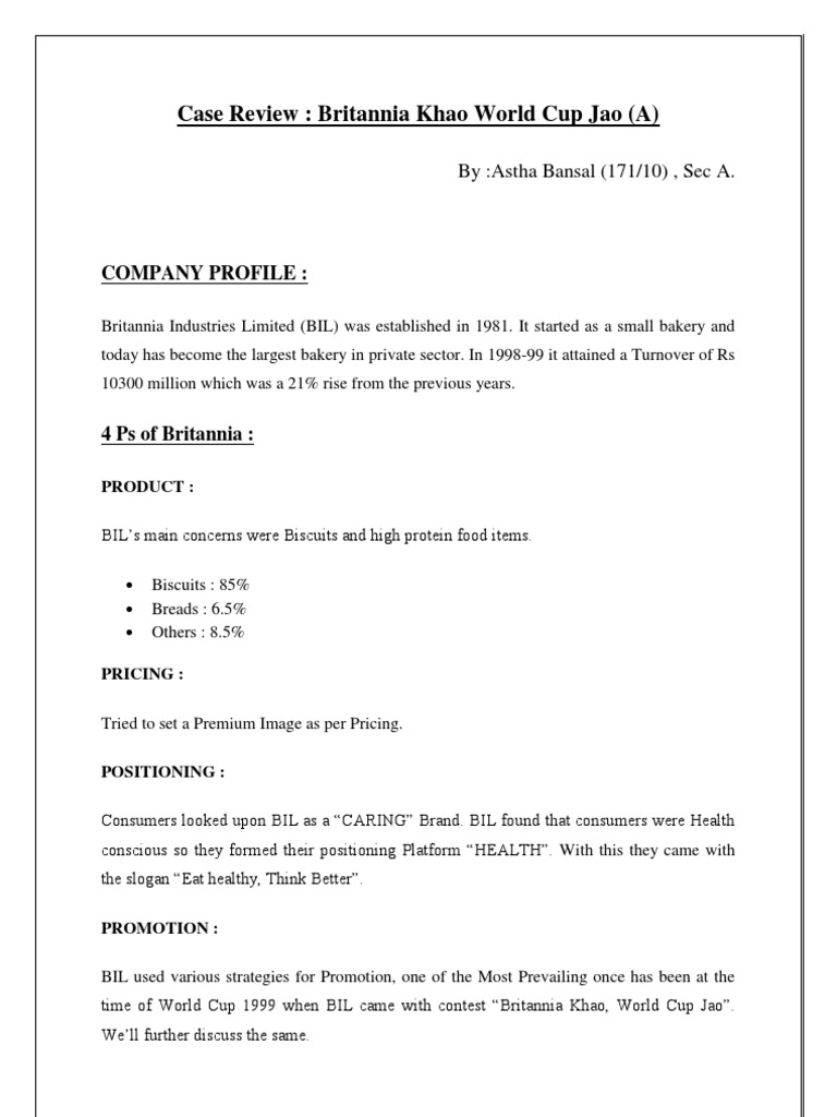 Britannia Khao World Cup Jao - Review | PDF | Marketing | Business