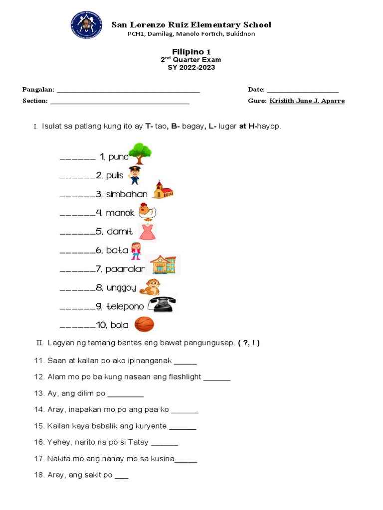 2nd Quarter Exams | PDF