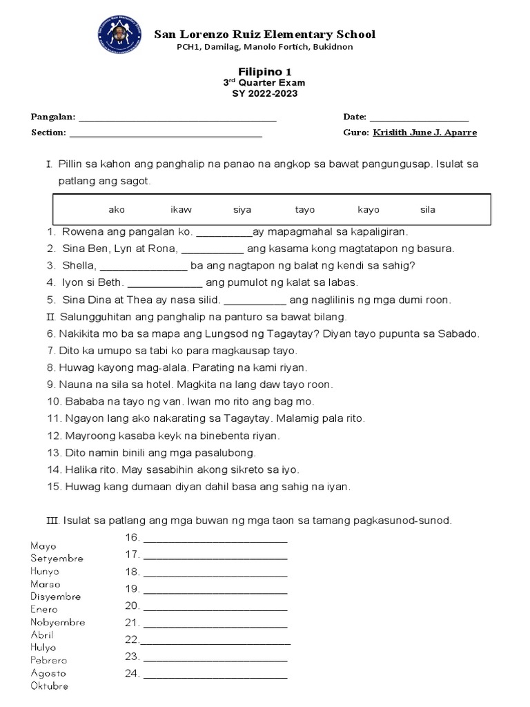 3rd Quarter Exam | PDF