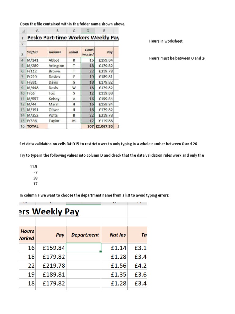 Data Validation & Payroll Spreadsheet | PDF | Data Management | Information Technology Management