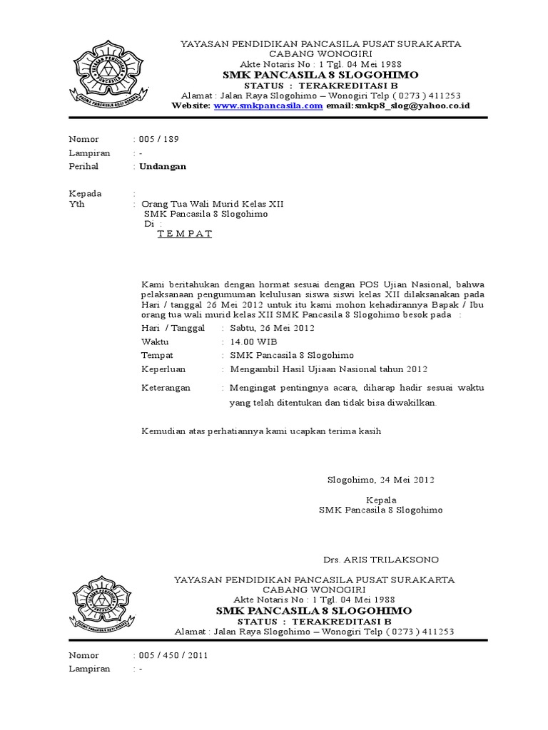 Undangan Pengumuman | PDF