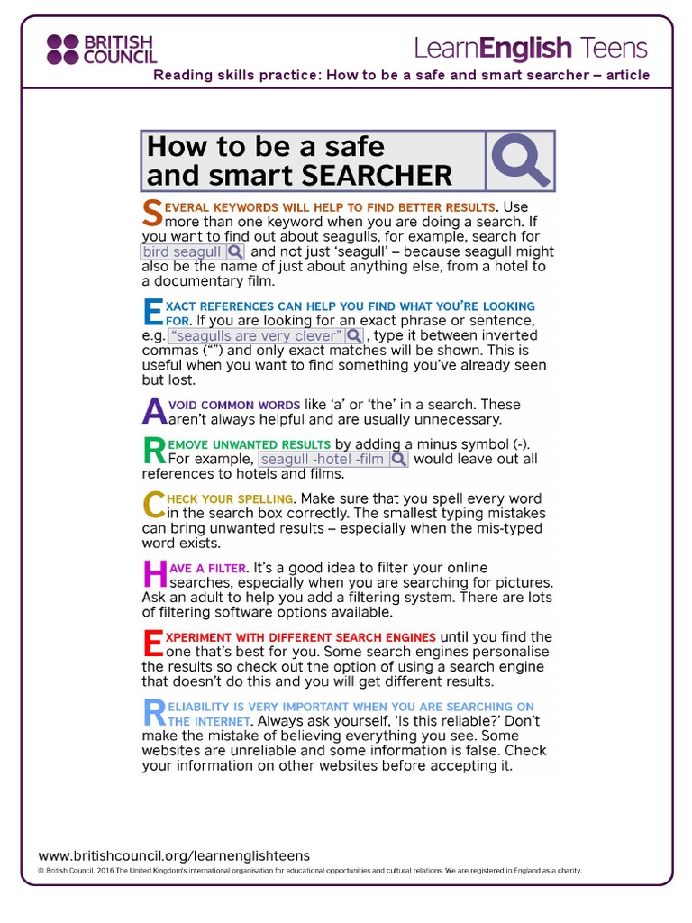 How To Be A Safe and Smart Searcher - Article | PDF