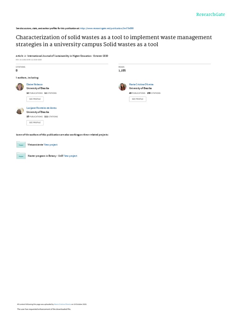 Characterization of Solid Wastes As A Tool To Implement Waste ...