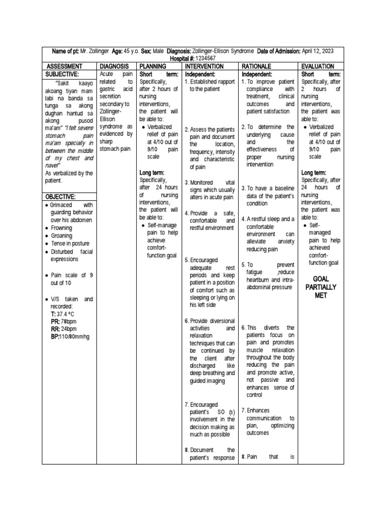 Nutrition Management for Zollinger-Ellison Patient | PDF | Dehydration | Clinical Medicine