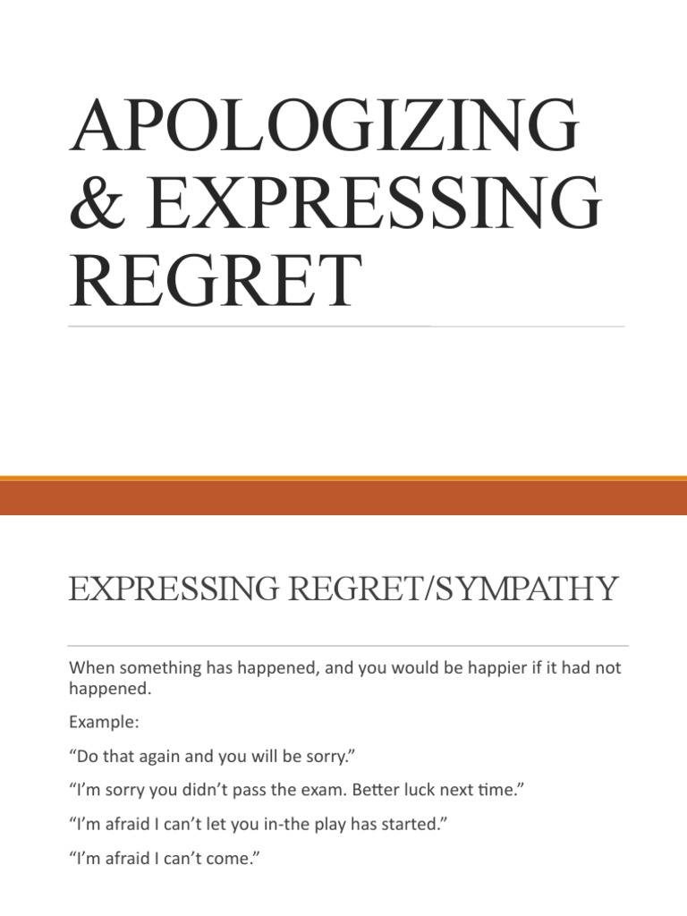 Apologizing & Expressing Regret | PDF