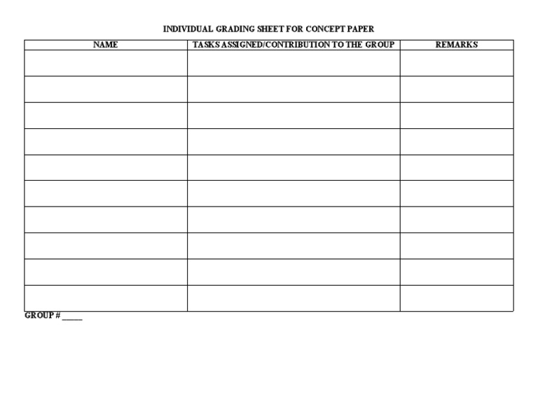 INDIVIDUAL GRADING SHEET FOR CONCEPT PAPER.docx | PDF