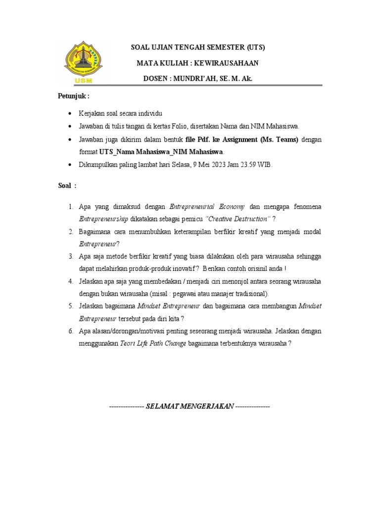 Soal Uts Kwu | PDF