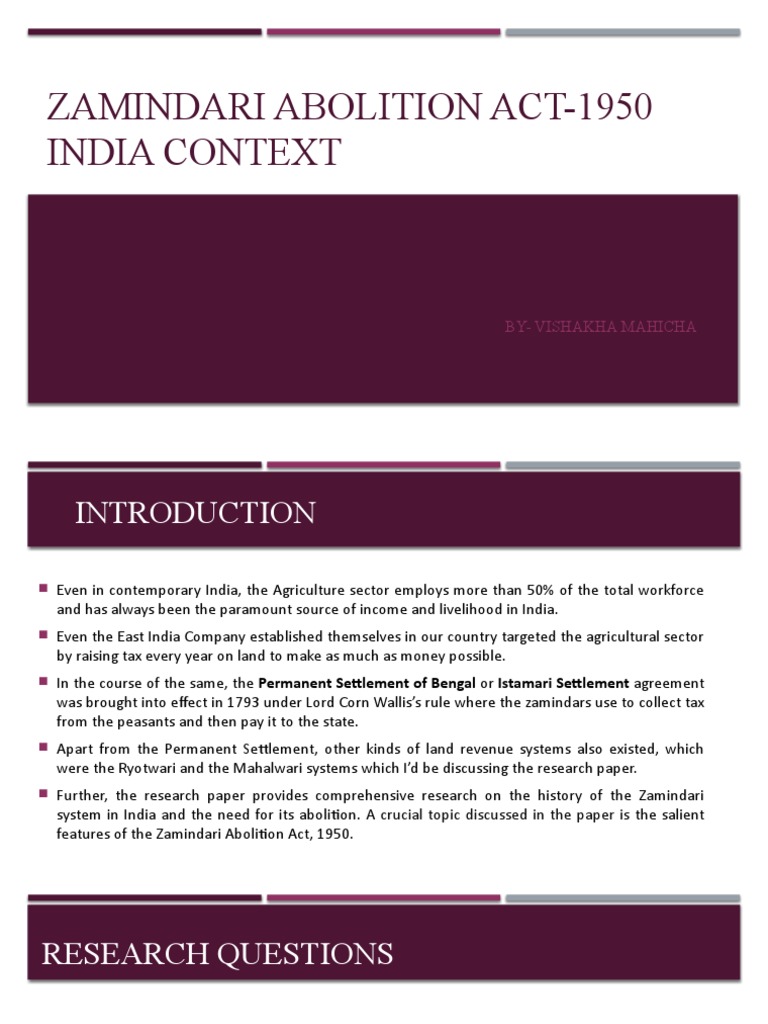 Zamindari Abolition Act-1950 India Context | PDF | Taxes | Economies