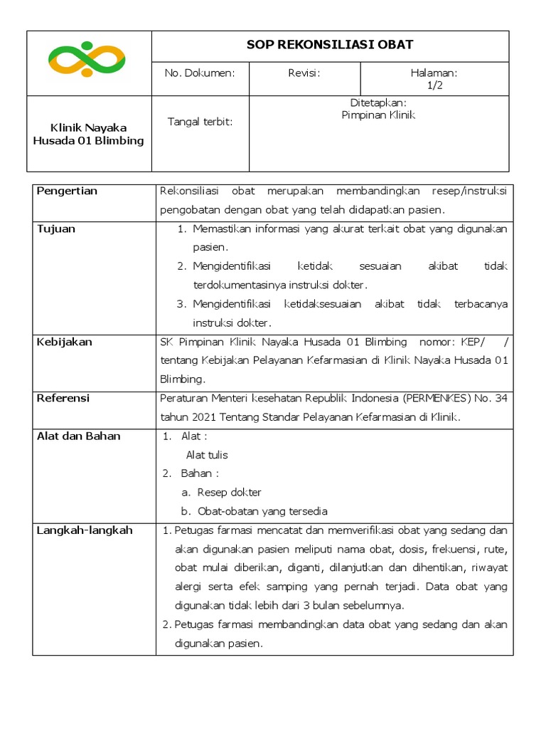 4 SOP Rekonsiliasi Obat | PDF | Pengembangan Diri | Sains & Matematika