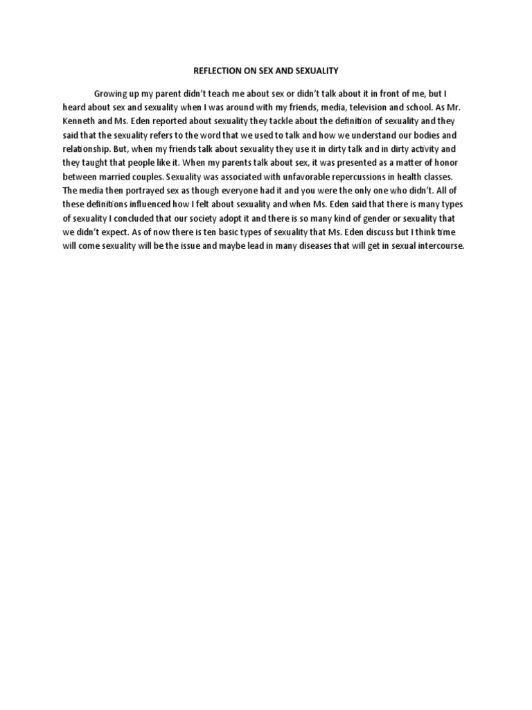 Reflection On Sex And Sexuality Pdf