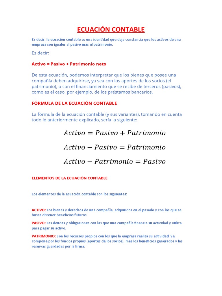 ECUACIÓN CONTABLE | PDF