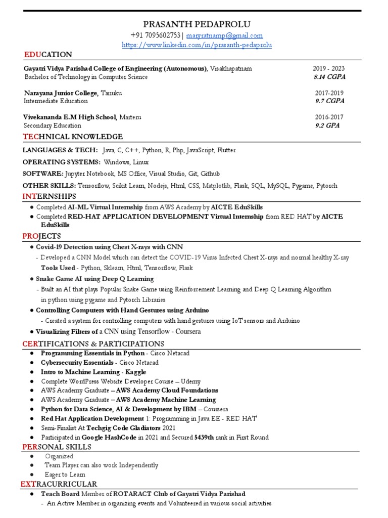 Resume Prasanth PDF | PDF | Red Hat | Amazon Web Services