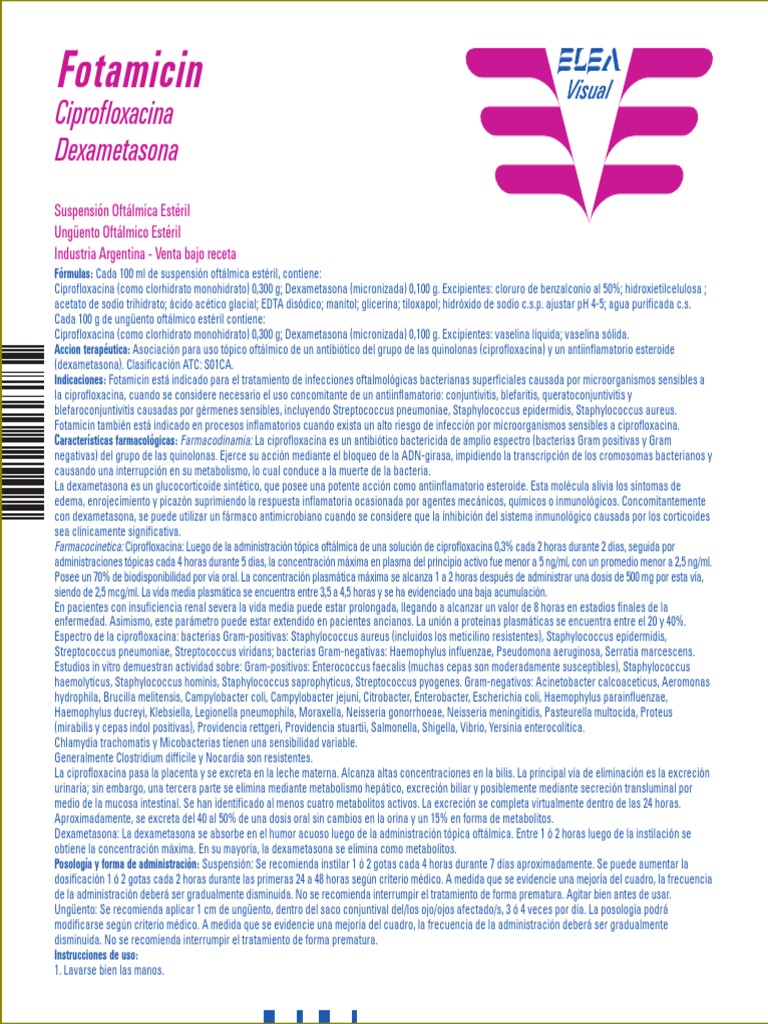 Fotamicin Prospecto ELEA | PDF | Corticosteroides | Bacterias Gram-negativo