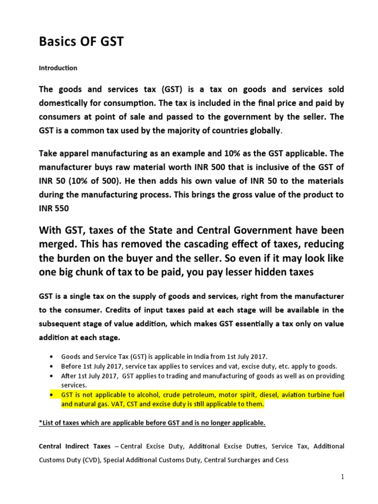 GST Basics | PDF | Value Added Tax | Taxes