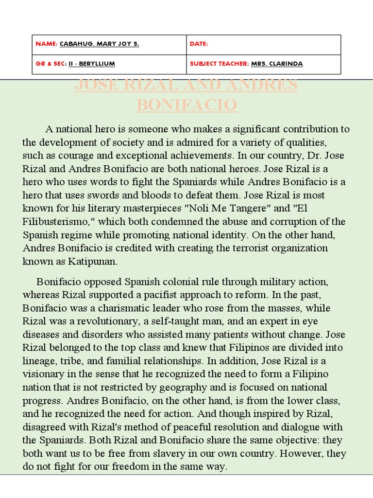 Jose Rizal and Andres Bonifacio | PDF